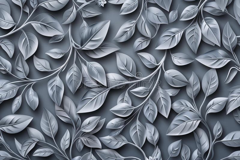 Featuring a Detailed Grey Pattern with Intricate Leaf and Vine Designs ...