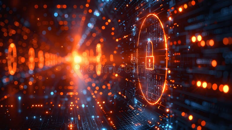 Code Protection Elevated by Digital Locks. Stock Illustration ...