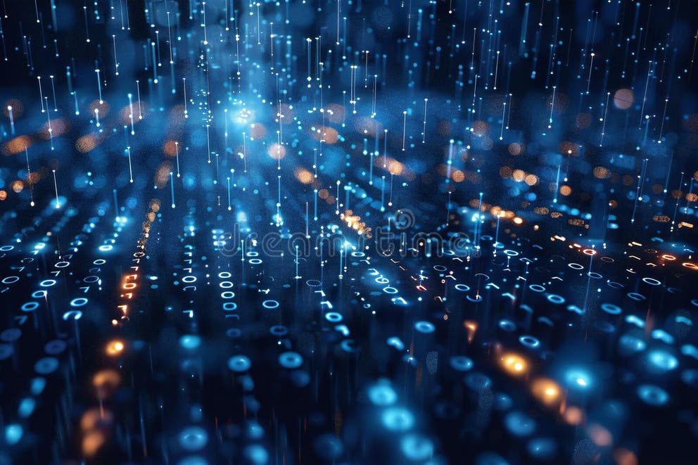 Featuring a Digital Rain of Binary Code, Representing the Matrix and Data Flow in Concepts ...