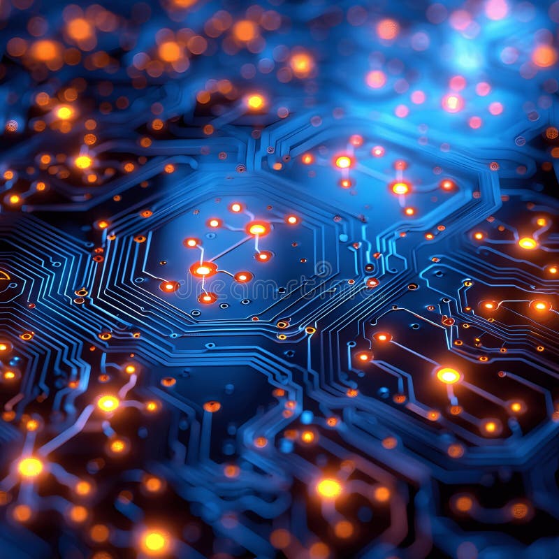 Revolutionizing Tech with Blue Energy Circuits. Stock Illustration ...