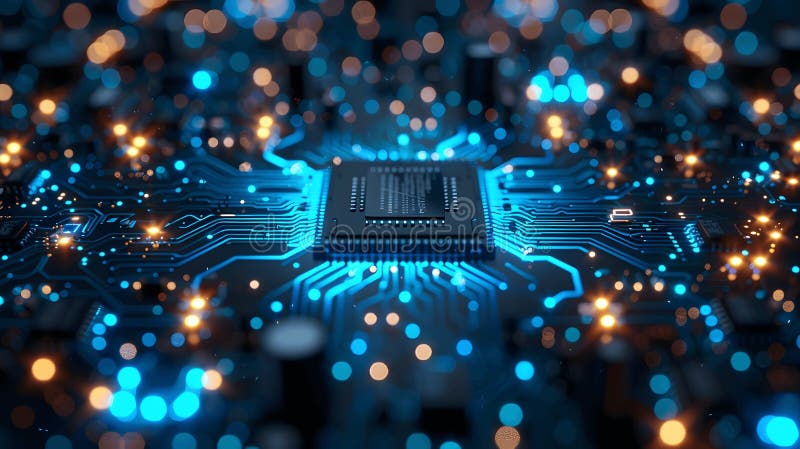 Innovating Futures with Electric Blue Circuits. Stock Illustration ...