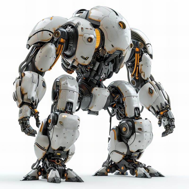 Expressionism Art Style , Robot Design , Isolated on White Background ...