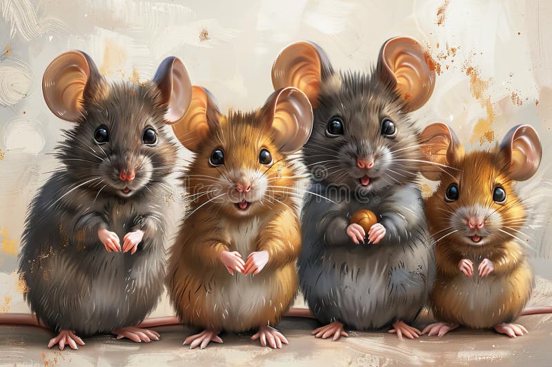 Featuring a Five Funny Cartoon Mice Stock Illustration, High Quality ...