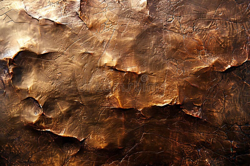 Featuring a Flat Surface of Smooth, Coppercolored Metal with Visible ...