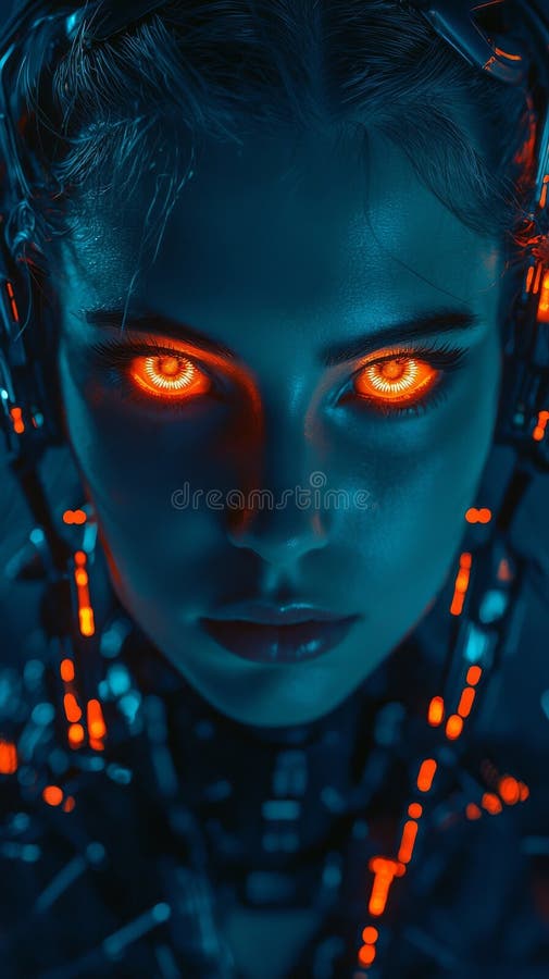 Featuring Future AI Cyborg with Human Features, Digital Intelligence ...