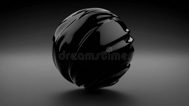 Featuring a Glossy Black Sphere Rotating Gracefully Against a Dark ...