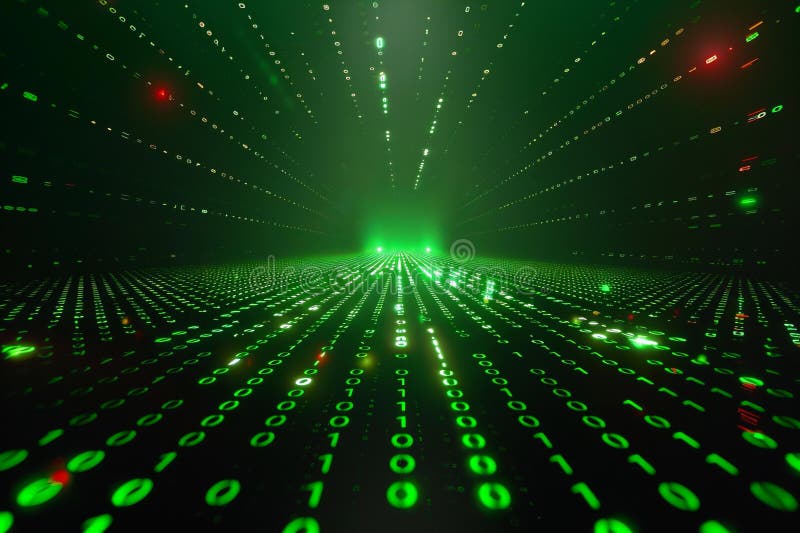 Green Code Matrix Background, on a Computer Screen, Binary Code Falling ...