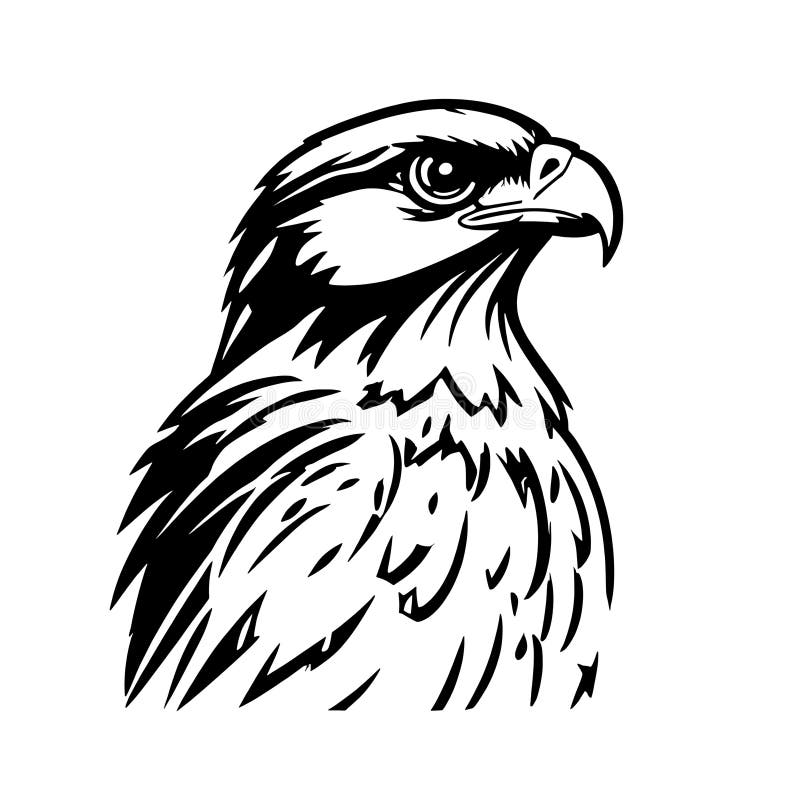 Featuring Hawk Icon in Simple Line Art Style Stock Vector ...