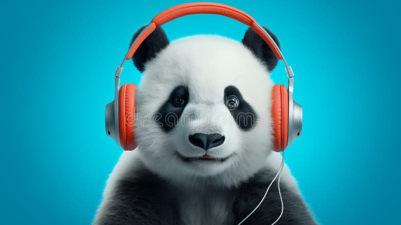 A Headphones Placed Artistically on a Panda-themed Surface Against an ...
