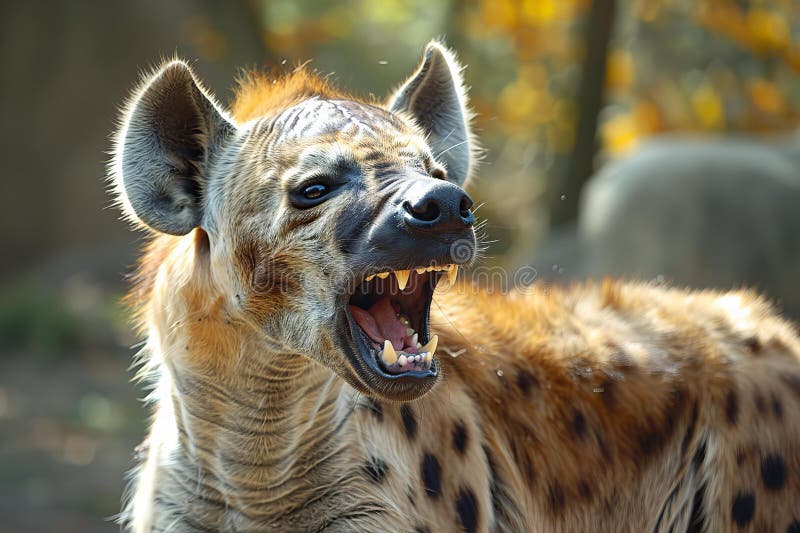Featuring a Hyena with Its Mouth Open, Barking and Howling in an ...