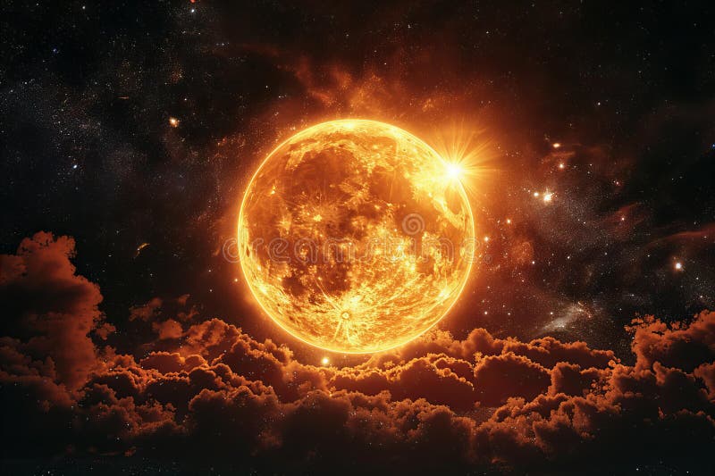 Featuring a Ing of Sun Isolated on Black Background, Starry Sky, High ...