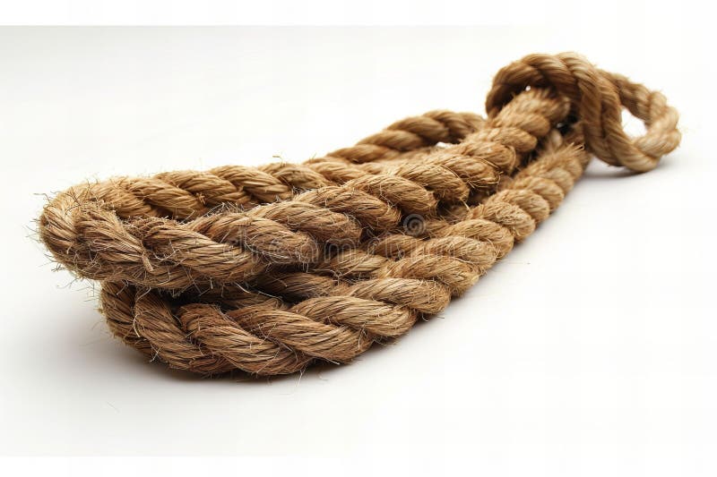 Featuring a Long Brown Rope on a White Background, Isolated at the ...