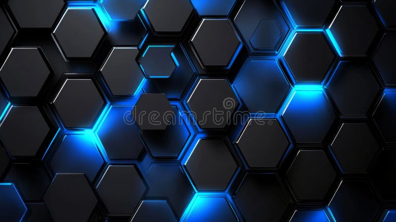 Featuring a Modern Technology Futuristic Design with Dark Blue Hexagons ...