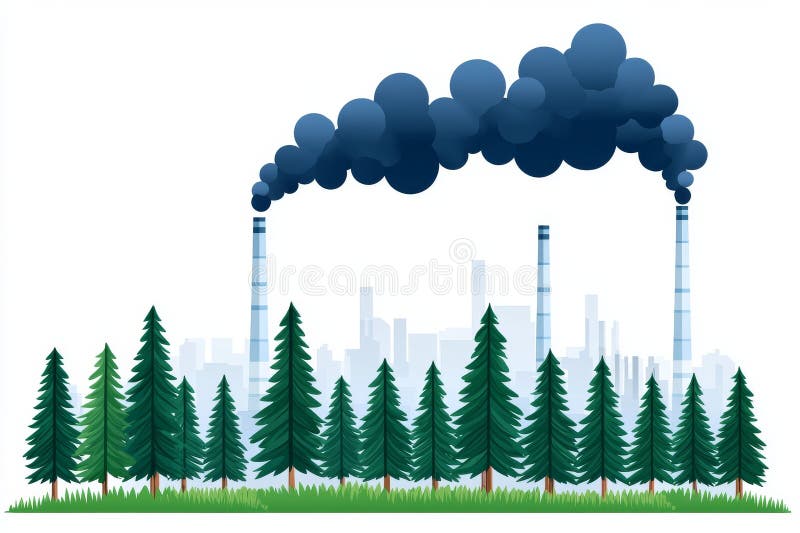 Featuring a Pine Forest Covered in Factory Smoke and a Darkened Sky Due ...