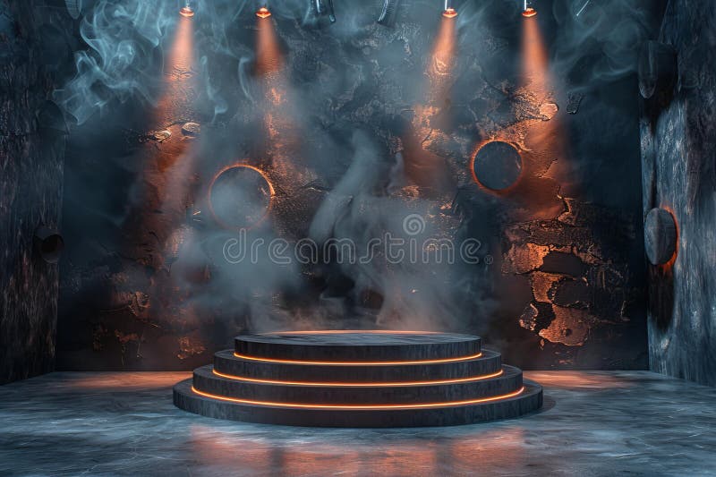 Featuring a Podium with Shining Lights and Dark Background, High ...