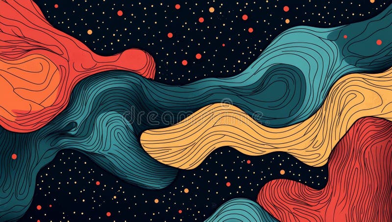 Featuring Polka Dots in Wavy Distorted Patterns Made of Apple Colored ...