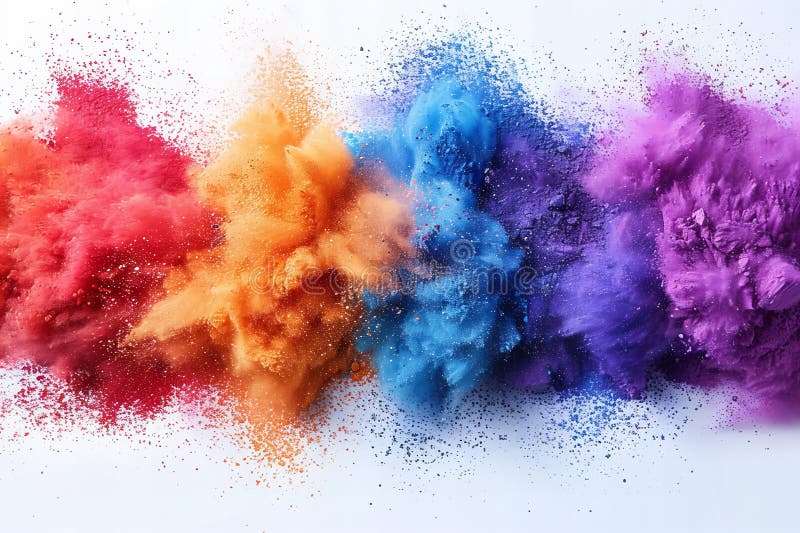 Featuring a Rainbow Colored Powder Explosion on White Background, Flat ...