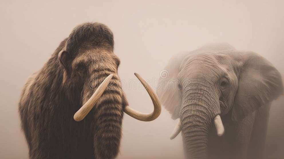 Featuring a Realistic Rendering of Extinct Species, Including a Mammoth ...