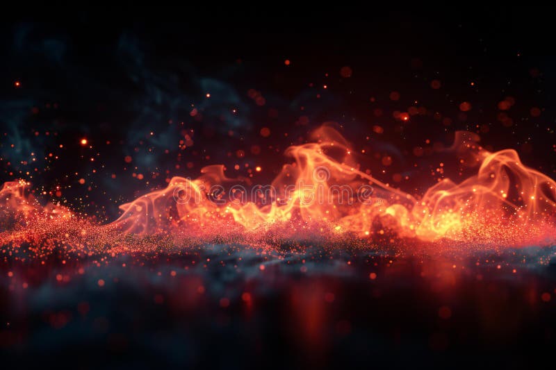 Featuring a Red Fire Sparks Burning on a Black Background. Fire Ember ...
