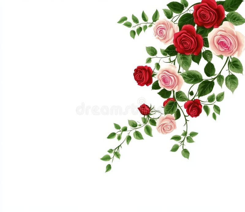 Featuring Red and Pink Roses Intertwined with Greenery Stock Image ...