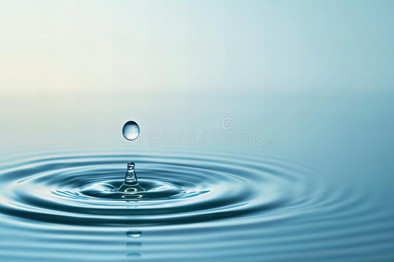Featuring a Single Water Droplet Falling into the Calm Blue Waters ...