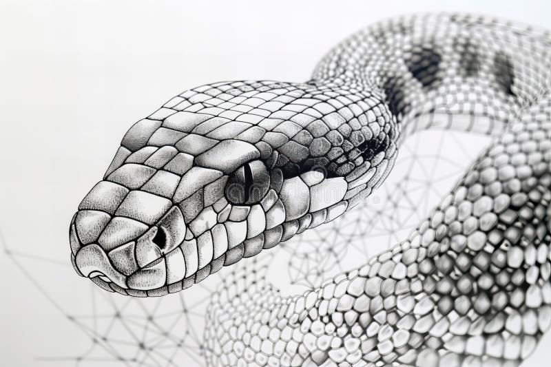 Featuring a Snake Drawn with a Grid Line Style, High Quality, High ...