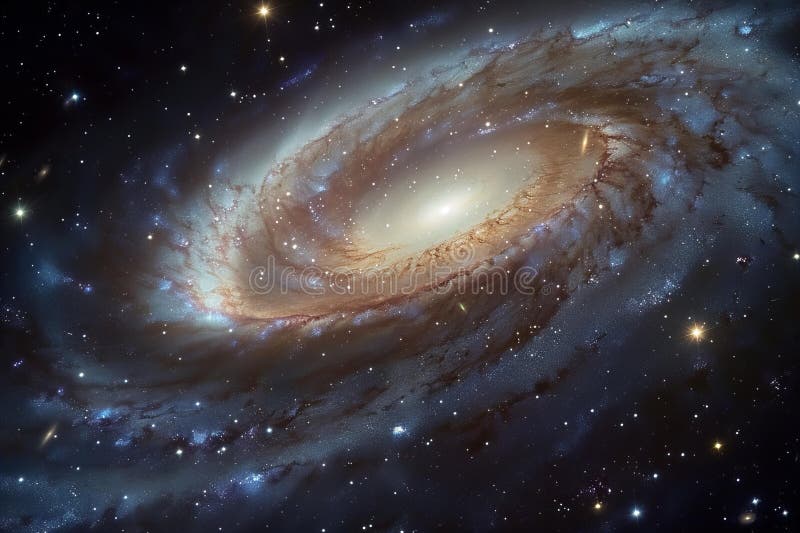 Featuring a Spiral Galaxy with Bright Core and Dark, Starfilled ...