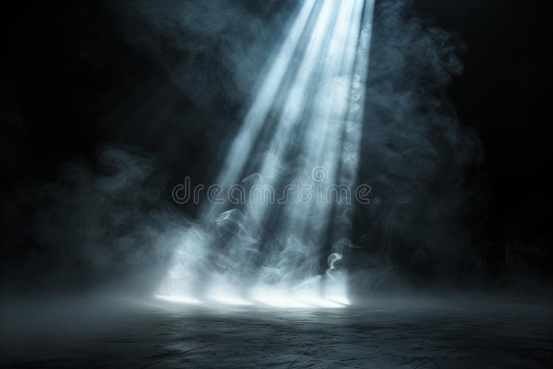 Featuring a Spotlight Shining Down on an Empty Black Background, White ...