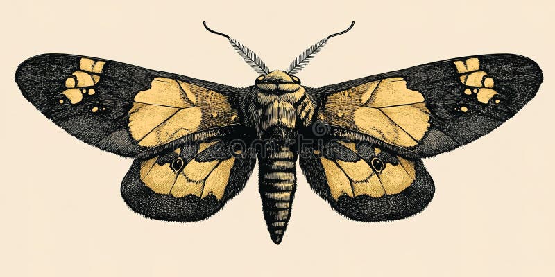 Intricate Illustration of a Vibrant Moth Showcasing Detailed Patterns ...