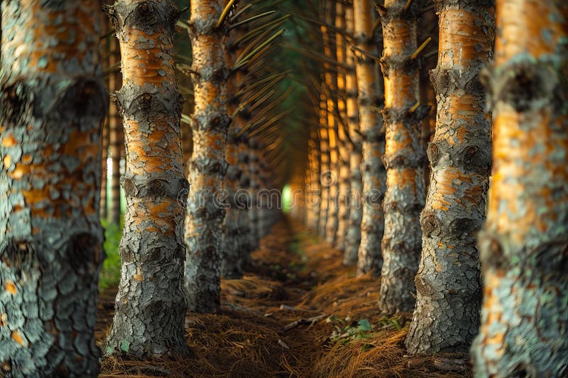 Featuring a Tall Pine Forest with Rows of Trees, All Lined Up and Close ...