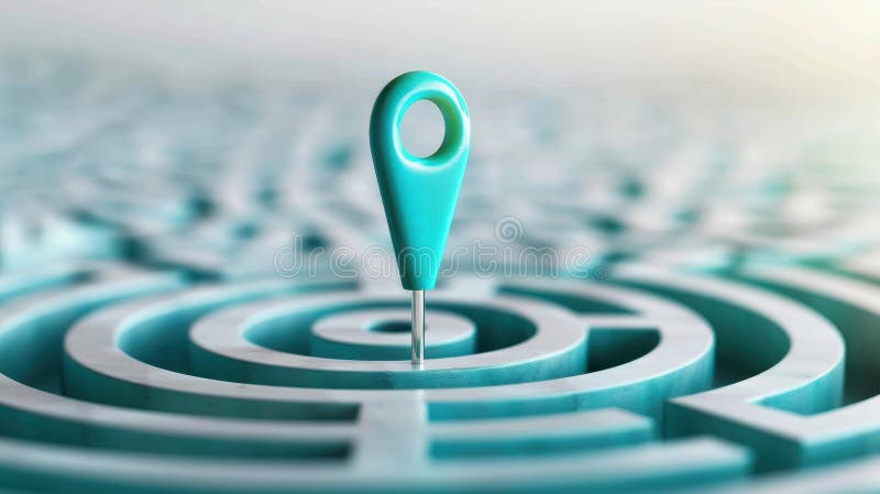 A Teal Map Marker on a Green and White Maze Symbolizes Navigation, Set ...