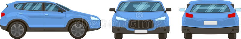 Featuring Three Vector Illustrations of a Light Blue Generic SUV ...
