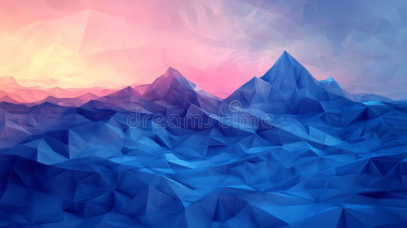 Featuring Triangular Shapes and a Gradient Sky, the Low-poly Abstract ...
