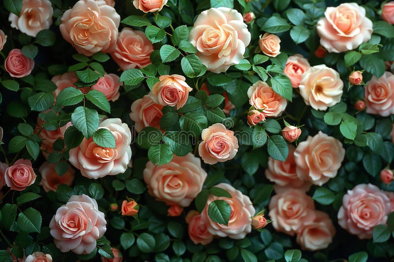 Featuring Wall of Pink Roses, Top View, Full Frame, Seamless Pattern ...