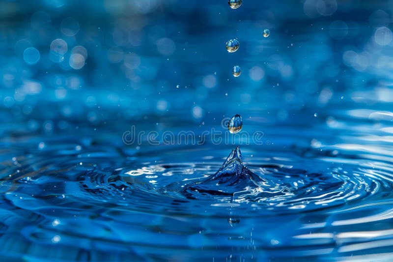 Featuring a Water Drop Falling in Water with Ripples and a Splash on a ...
