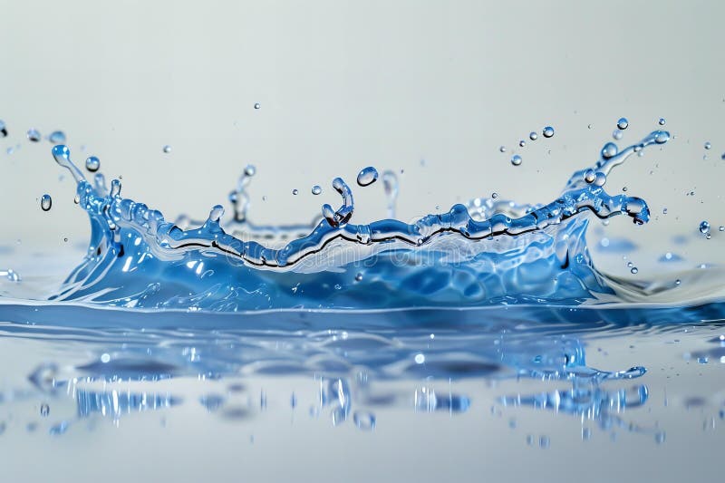 A White Background Shows a Blue Liquid Drop Splashed Across the Screen ...