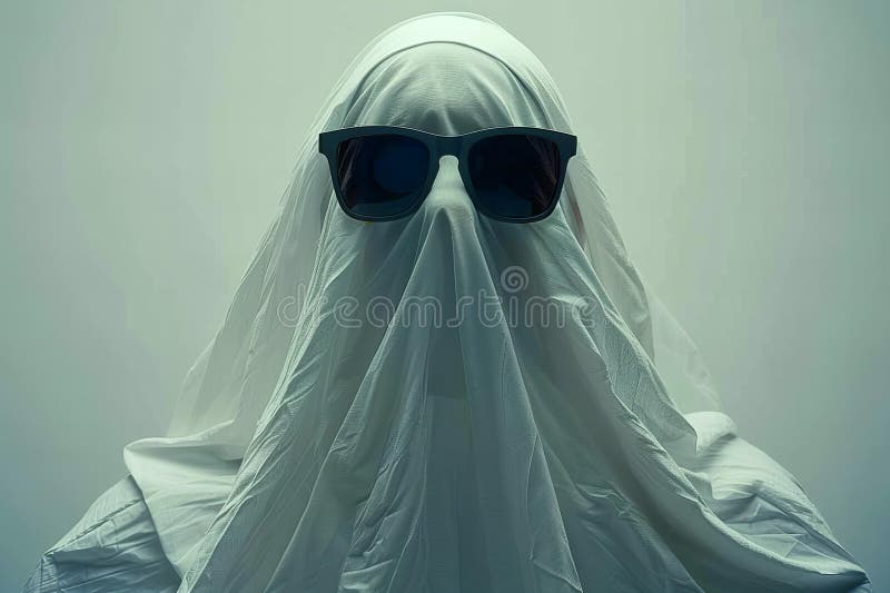 Featuring a White Sheet Ghost with Sunglasses, Isolated on the ...
