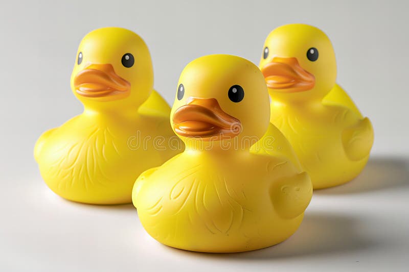 Featuring a Yellow Rubber Ducks Isolated on White Background, Front ...