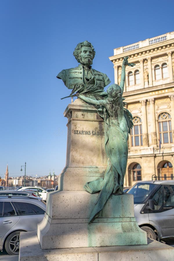 Feb 8, 2020 - Budapest, Hungary: Gabor Szarvas Bronze Statue in Front ...