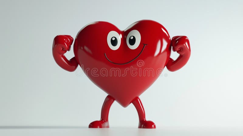 Strong Heart Character Flexing Muscles Illustration Stock Illustration ...