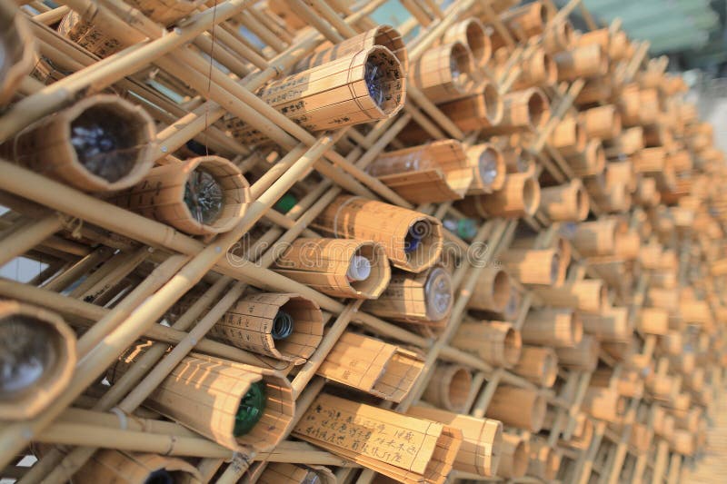 Feb 8 2015 Platform Made of Bamboo, Display at HKCU Stock Photo - Image ...