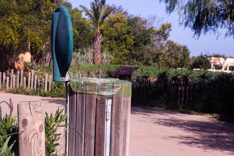 Feb 13, 2022, Rabat, Morocco: Wooden Trash Can in the Zoo Editorial ...