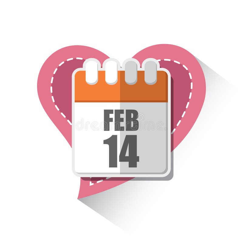 Feb 14th Calendar Page. Vector Illustration Decorative Design Stock ...