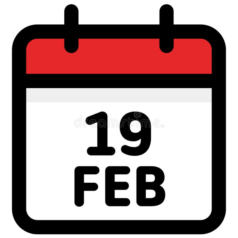 19 Febrero - Icono Del Calendario - Ejemplo Del Vector Ilustración del ...