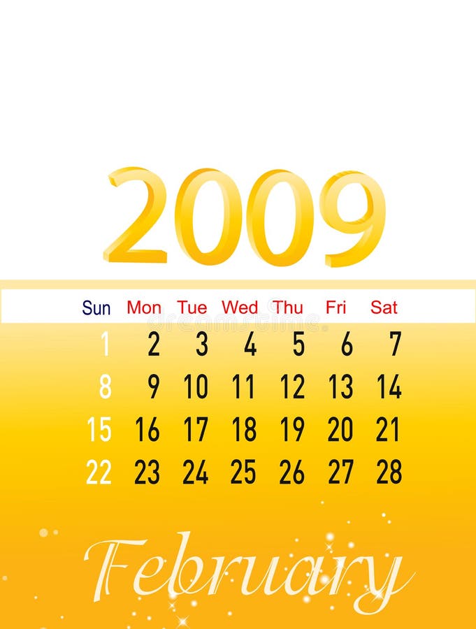 Februari 2009 vector illustratie. Illustration of verjaardag - 6933681