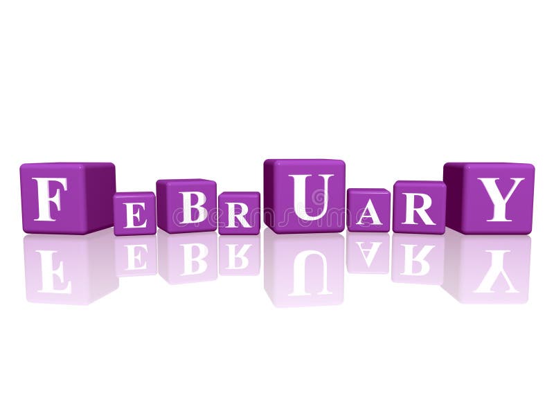 February in 3d cubes stock illustration. Illustration of engagement ...