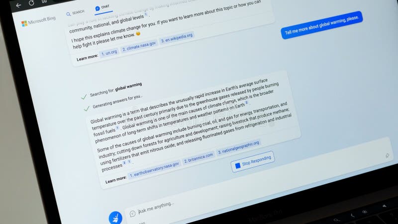 FEBRUARY 27, 2023: Bing, Microsoft AI Chat, Macbook Screen Close-up of ...
