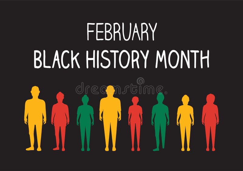 February Black History Month with Silhouettes Vector Illustration Stock ...