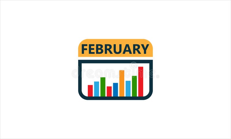 February Business Bar Chart Graph Calendar Logo Icon Design Stock ...