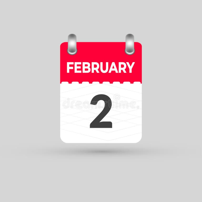 FEBRUARY 2 Calendar Date Month Icon Stock Illustration - Illustration ...
